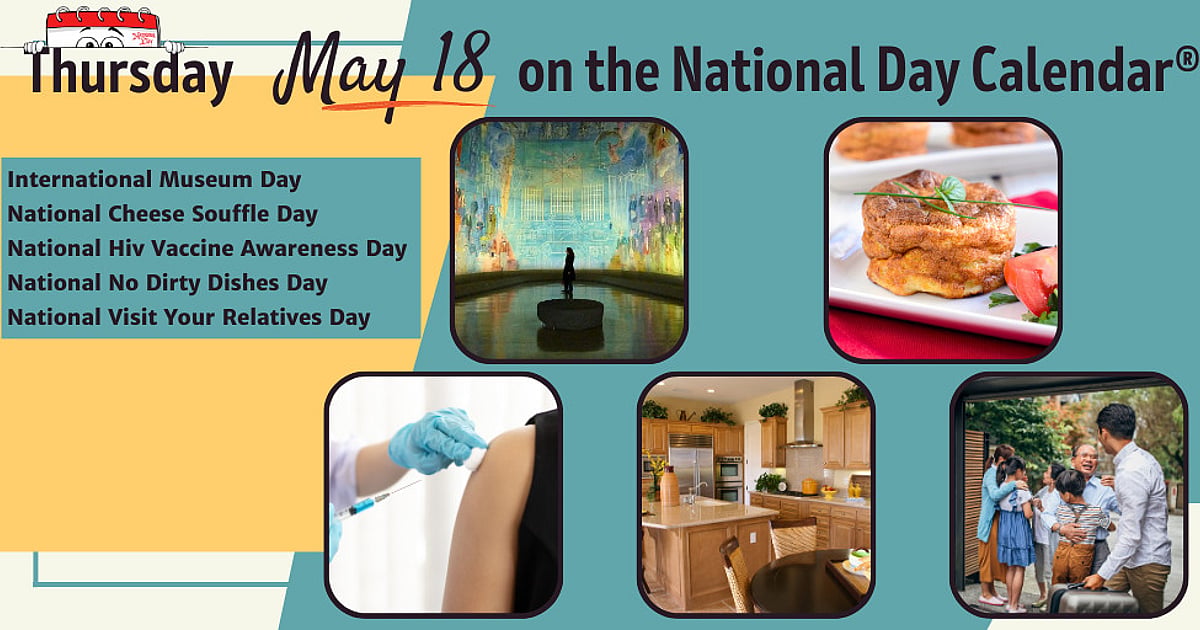 May 18, 2023 | NATIONAL NO DIRTY DISHES DAY | INTERNATIONAL MUSEUM DAY ...